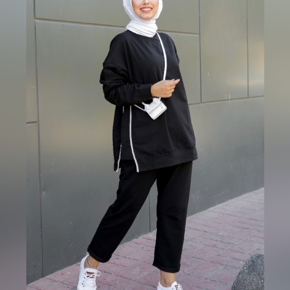 Pants & Jumpsuits | Black Track Suit Set Comfy Modest Clothes | Poshmark